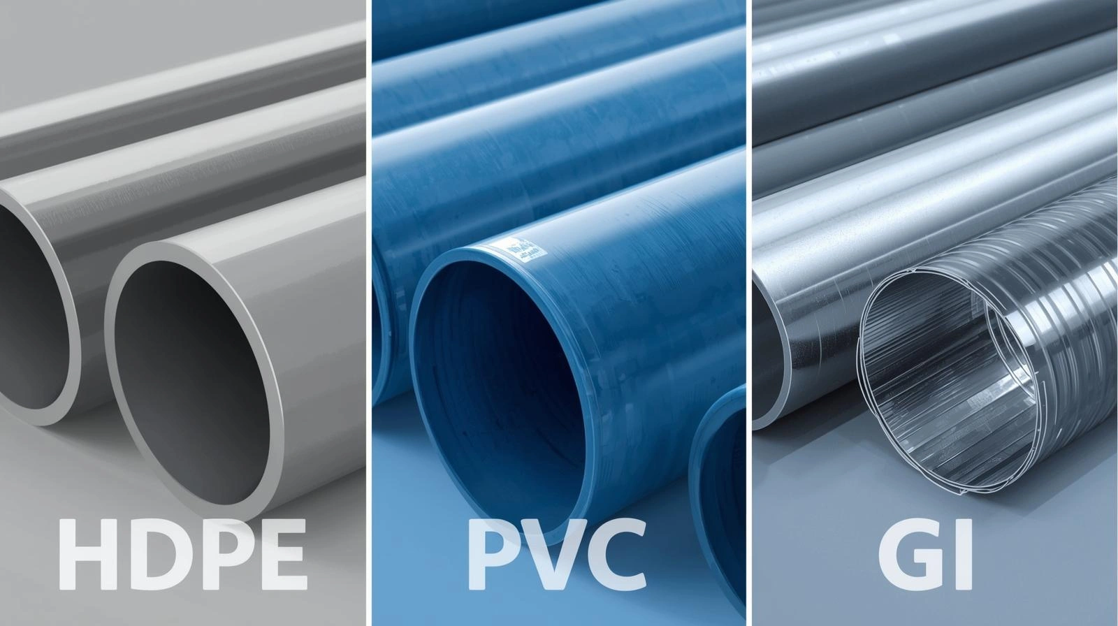 HDPE vs PVC vs GI Pipes: Long-Term Cost Comparison